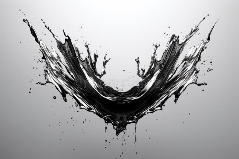 Dark Liquid Alloy Splash Isolated on White Background. Generative AI ...