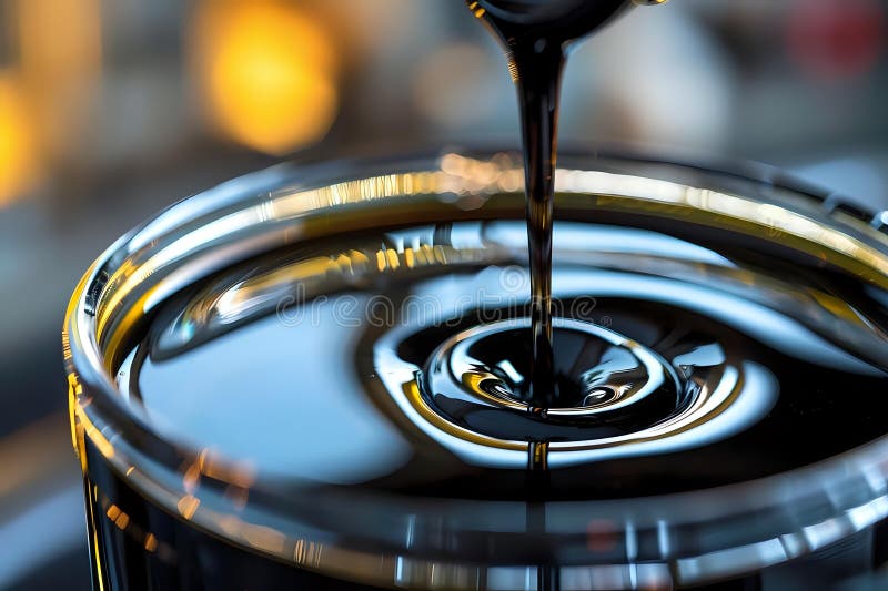 Dark Liquid Pouring into Glass Vessel, Creating Abstract Swirling ...