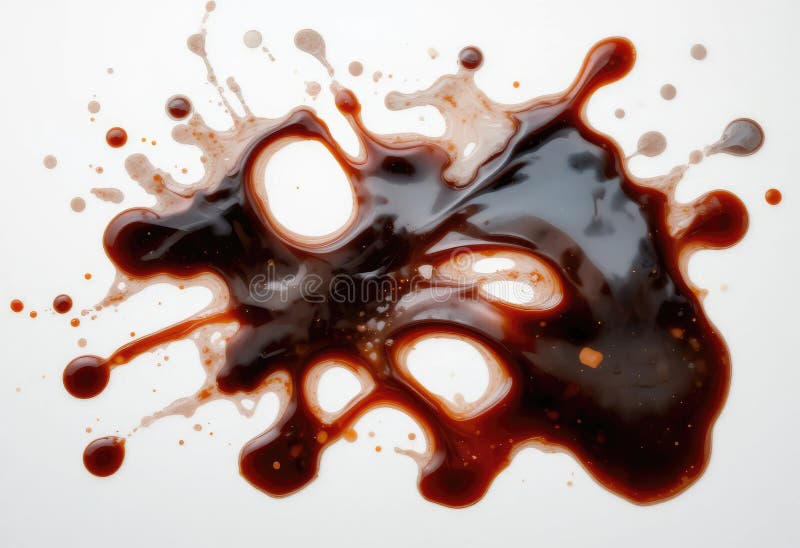 Dark Liquid Splatter on White Background Creating Abstract Design Stock ...