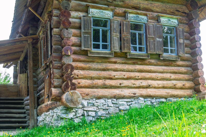 Dark Log Walls of the House Stock Image - Image of retro, material ...