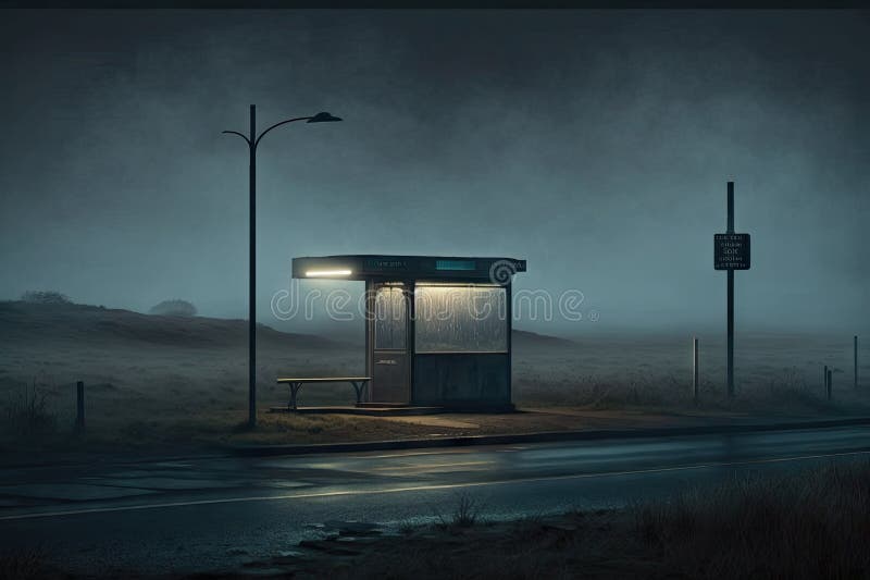 A Dark and Lonely Bus Stop, with No Sign of Life in Sight Stock ...