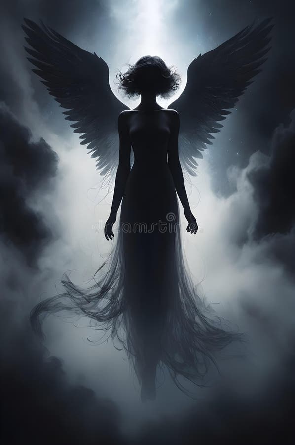 Dark lost Angel silhouette stock illustration. Illustration of angel ...