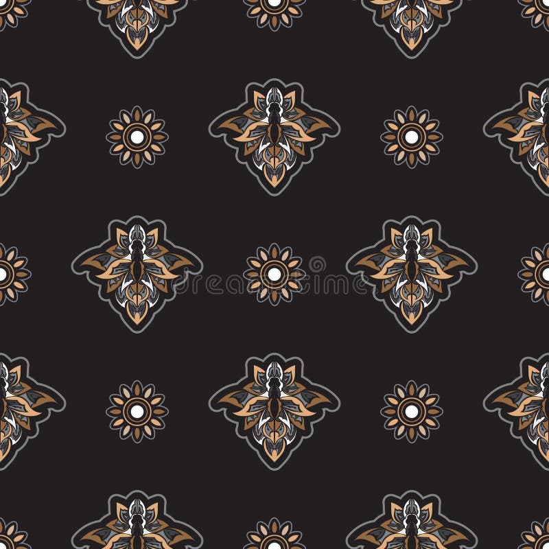 Dark Lotus Seamless Pattern. Good for Mural Wallpaper, Fabric ...