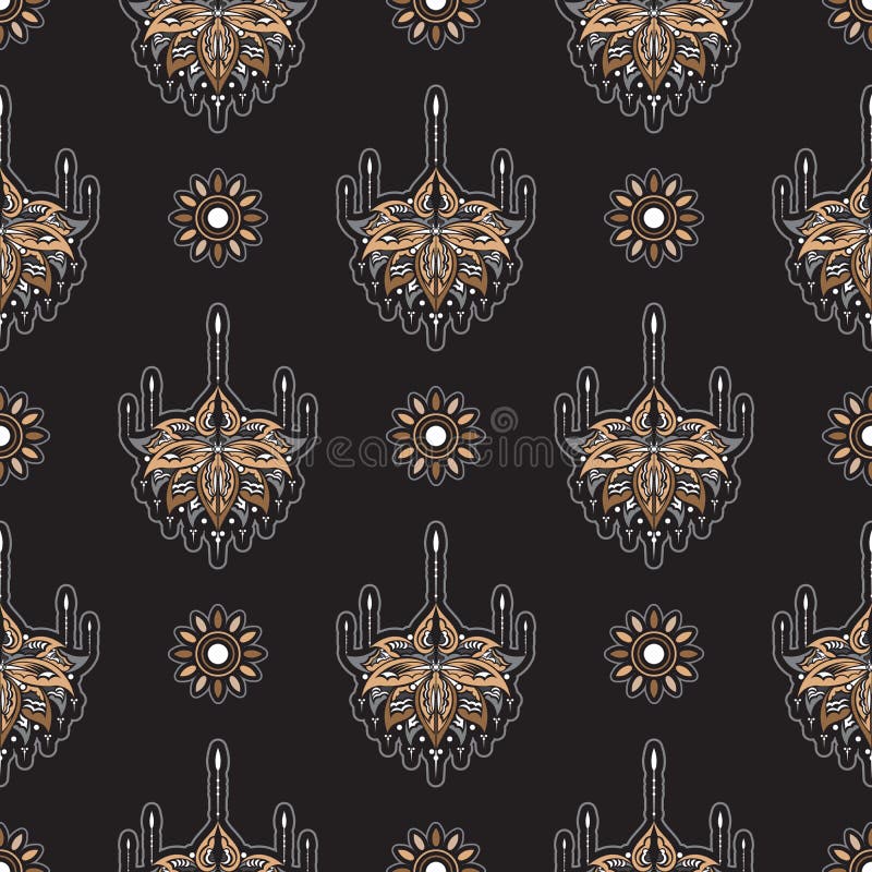 Dark Lotus Seamless Pattern. Good for Murals, Books, Fabrics, Postcards ...