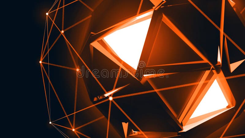 Dark Low Poly Sphere with Glowing Triangles Polygons 3d Render Stock ...