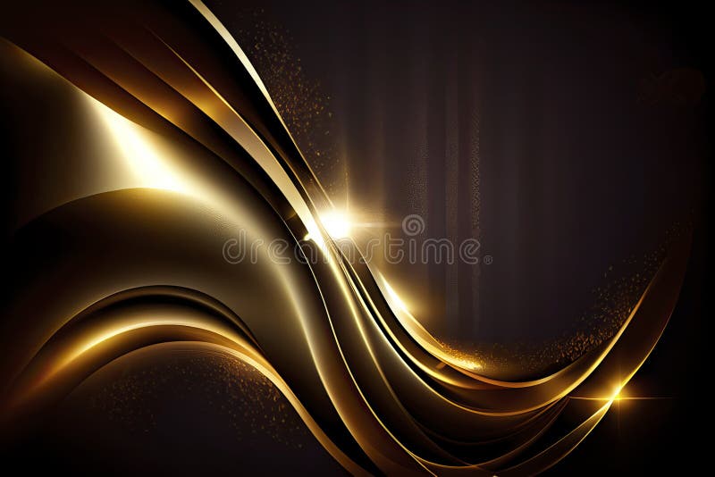 Dark Luxury Background. Vector Shiny Golden Texture Under Light Beam ...