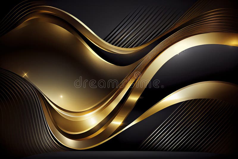 Dark Luxury Background. Vector Shiny Golden Texture Under Light Beam ...