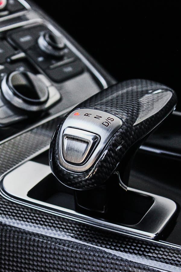 Dark Luxury Interior. Shift Lever. Automatic Transmission Stock Image ...