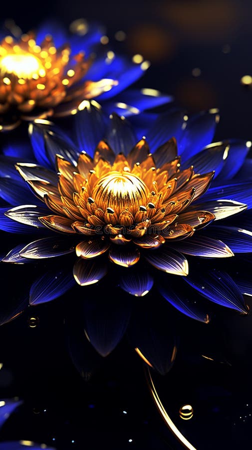 Dark Macro Blossom Flowers 3d Realistic Rendering Stock Illustration ...