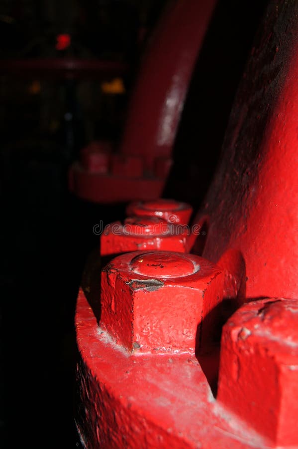 Dark Macro of Red Pipe with Scratched Screws Stock Photo - Image of ...