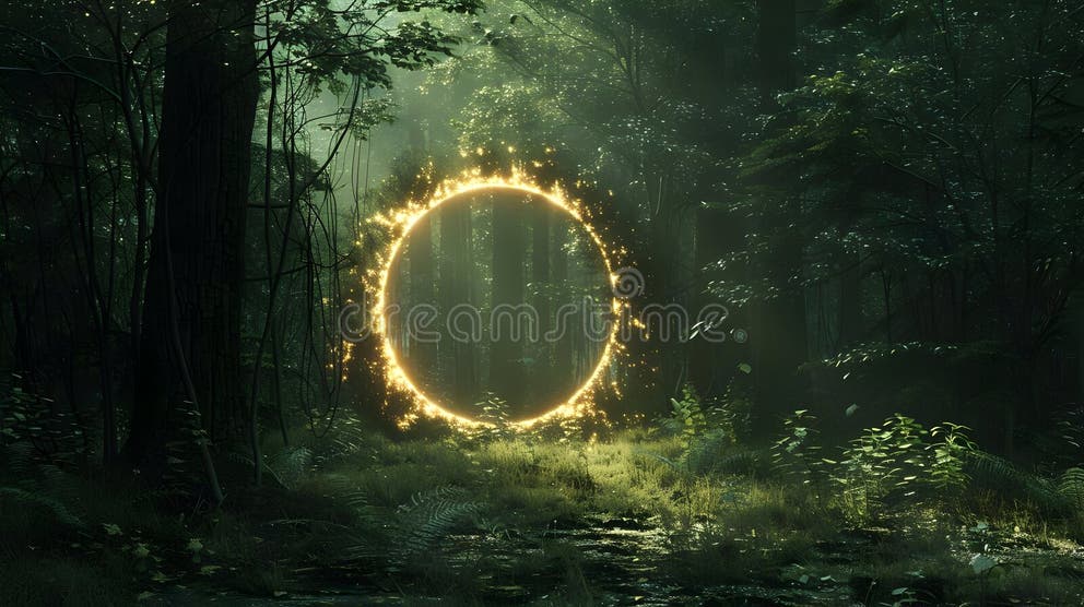 A Dark Magic Circle in a Forest Clearing Stock Illustration ...
