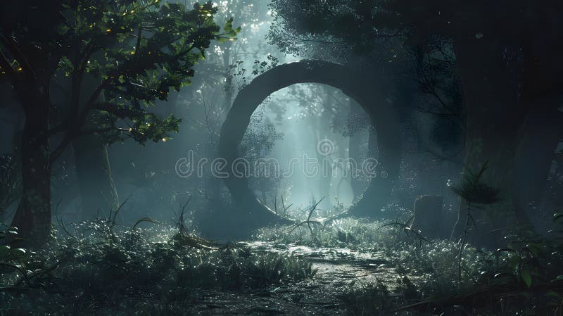 A Dark Magic Circle in a Forest Clearing Stock Illustration ...