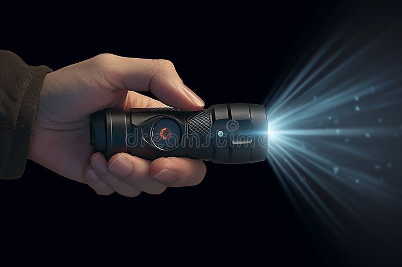 Dark Magic Human Hands Wield a Black Flashlight, Illuminating with ...