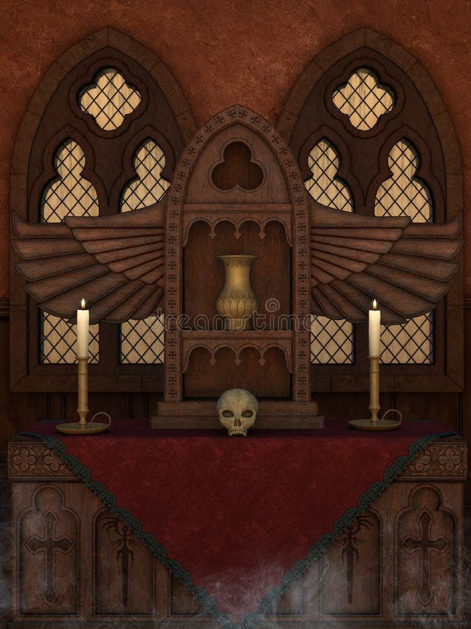 Magical Altar with Candles and Skull. Stock Illustration - Illustration ...