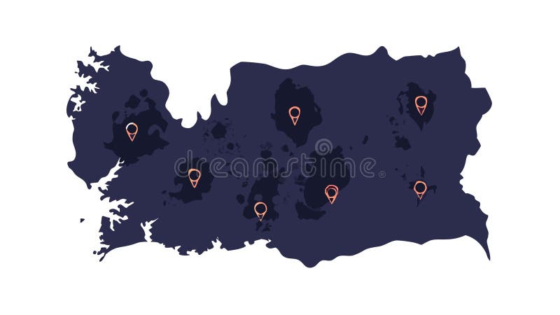 Dark Map with Glowing Pins, Symbolizing Data Points and Strategic Locations, Vector Design ...