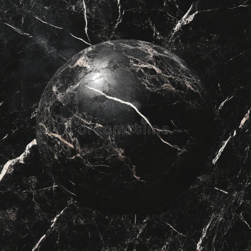 Dark Marble Sphere Elegant Black Surface Striking Veins Stock Photos ...