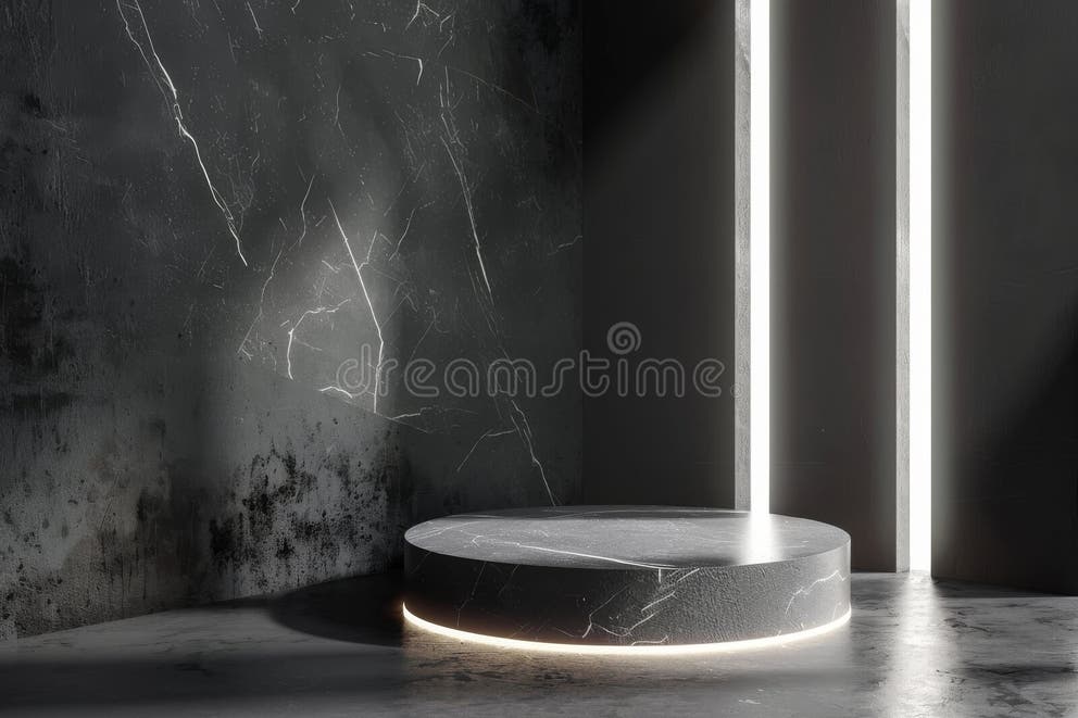 Dark Marble Stage with Two Vertical Light Strips. Ideal for Branded ...