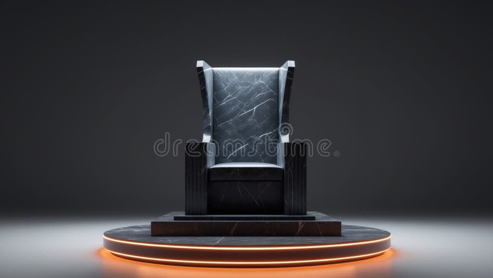 Dark Marble Throne Glowing Orange Halo Platform Base. Stock Image ...