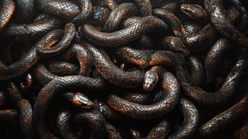 A Dark Mass of Intertwined Snakes Stock Illustration - Illustration of ...