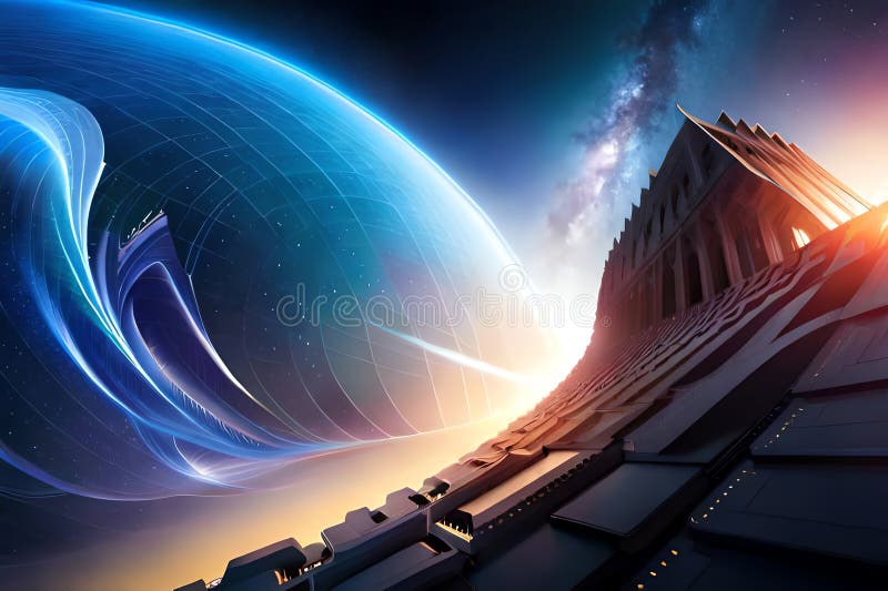 Dark Matter Envelops the Universe Background. Technology Stock ...