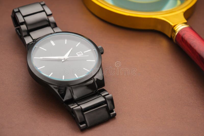 Dark, Mechanical Watches are on the Table. Time To Work. Stock Image ...