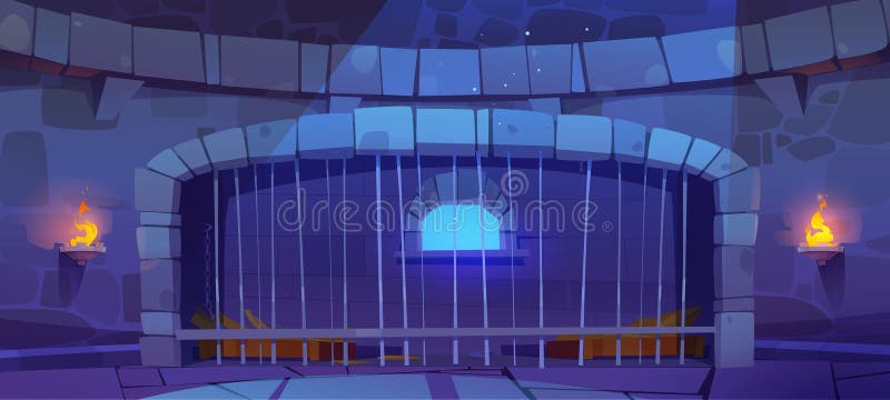 Dark Medieval Castle Dungeon and Empty Prison Cell Stock Vector ...