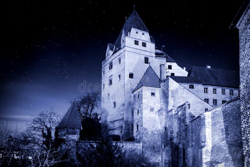 Dark Medieval Castle in the Moon Light Stock Photo - Image of haunted ...