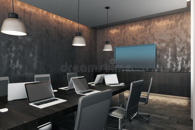 Dark meeting room stock illustration. Illustration of corporate - 91163879