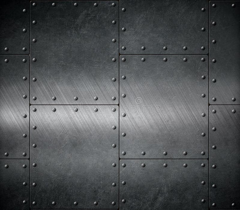 Dark Metal Plates with Rivets Background or Texture Stock Image - Image ...