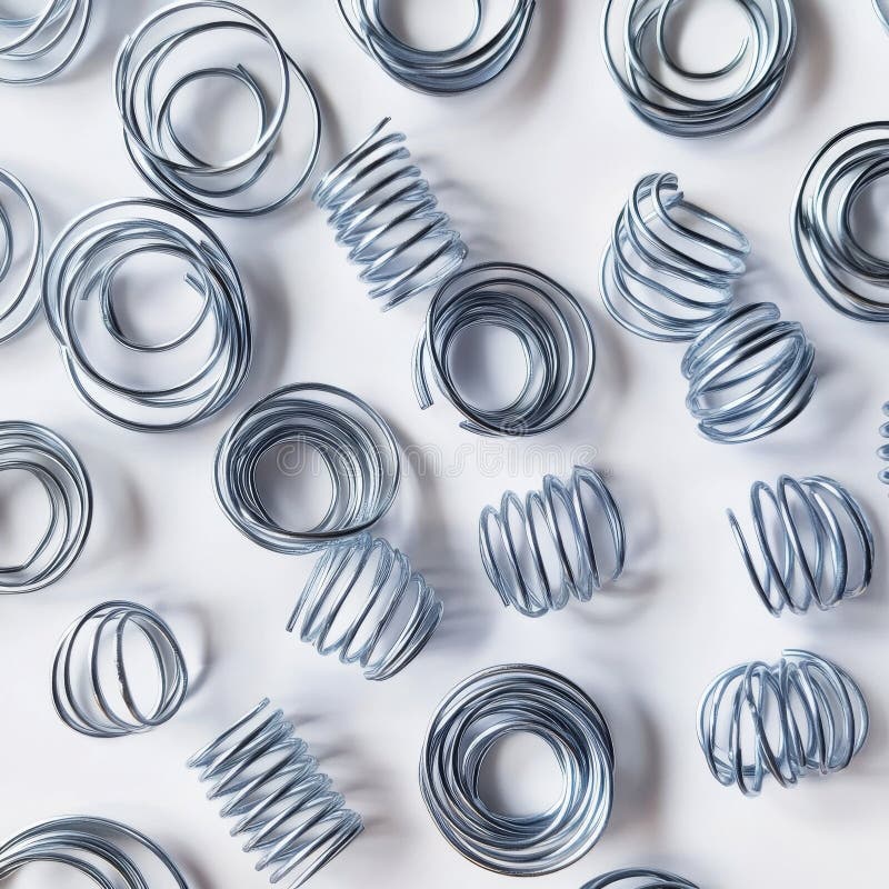 A Dark Metal Coil with Silver-toned Rings at Both Ends, Lying on a Pale ...