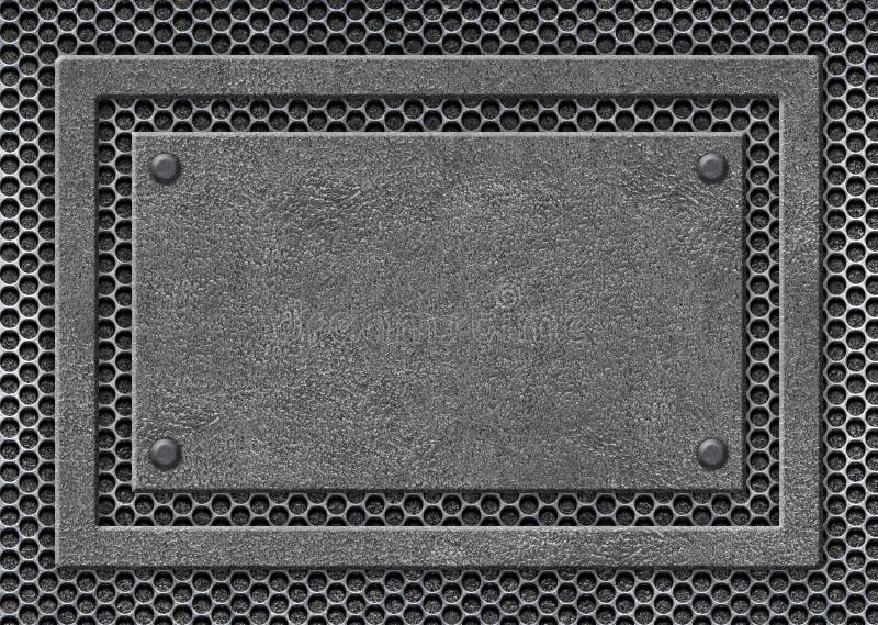 Dark Metal Frame with Mesh Background Iron Plate Stock Illustration ...