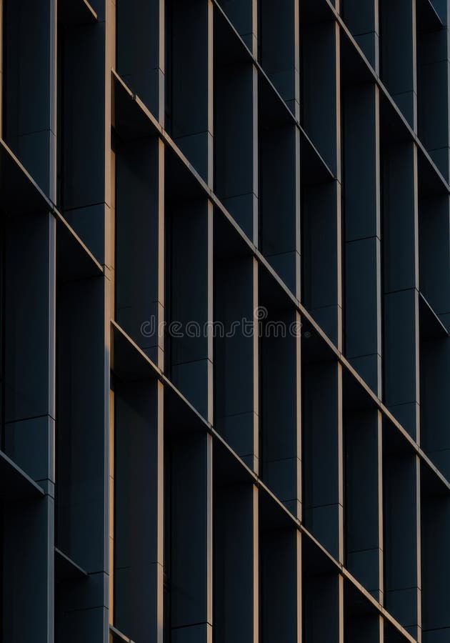 Dark Metal Grid Facade of Modern Building Stock Illustration ...