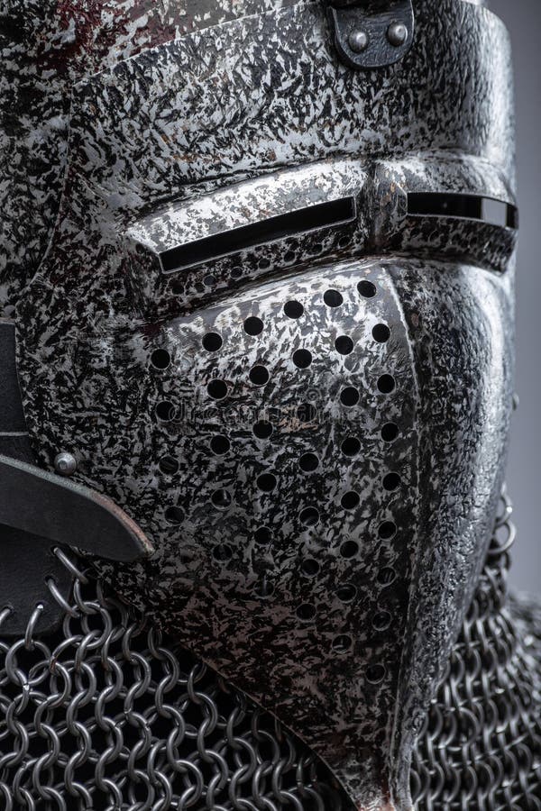 Dark Metal Helmet with Pointed Top and Faceplate. Stock Photo - Image ...