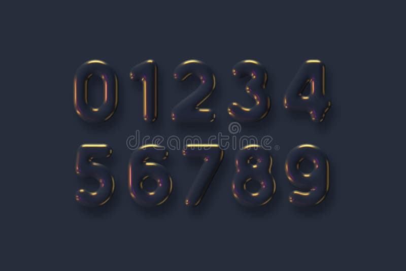 Dark Metal Numbers Vector Set. Stock Vector - Illustration of shiny ...