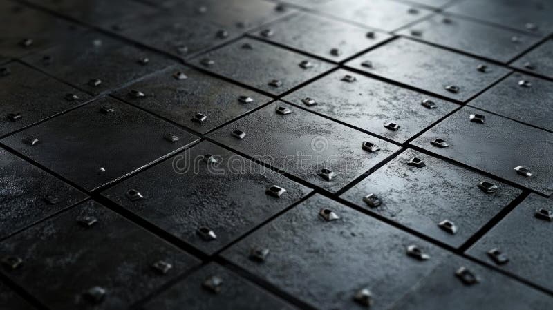 Dark Metal Plates Creates Textured Surface with Rivets, Industrial ...