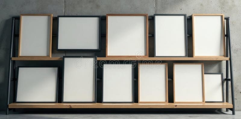 Dark Metal Rack, Several Empty Frames, Stylish Flat, Grey, Gallery ...