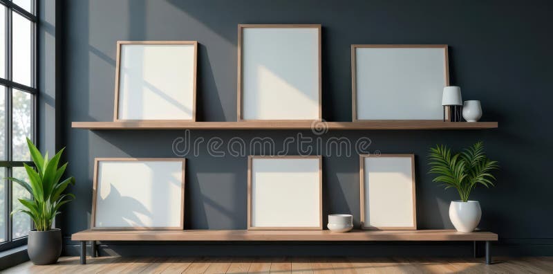Dark Metal Rack, Several Empty Frames, Stylish Flat, Simple, Interior ...