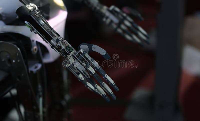 Dark Metal Robot Arm. Technology and Science Concept Stock Image ...