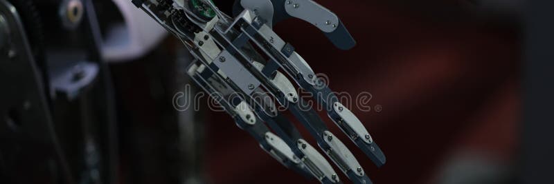 Dark Metal Robot Arm. Technology and Science Concept Stock Photo ...