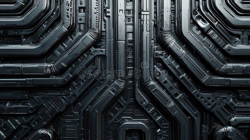 Dark Metal Sci Fi Texture. Futuristic Technology Background Stock Photo ...