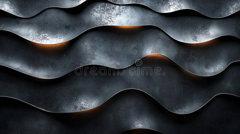 Dark Metal Wave Texture, Illuminated Background, Abstract Design, Wall ...