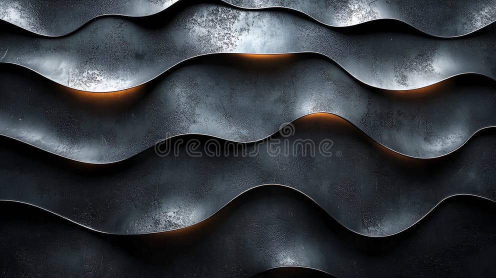 Dark Metal Wave Texture, Illuminated Background, Abstract Design, Wall ...