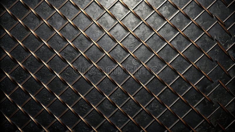 Dark Metallic Grid Pattern Elegant Bronze Accents on a Textured Black ...
