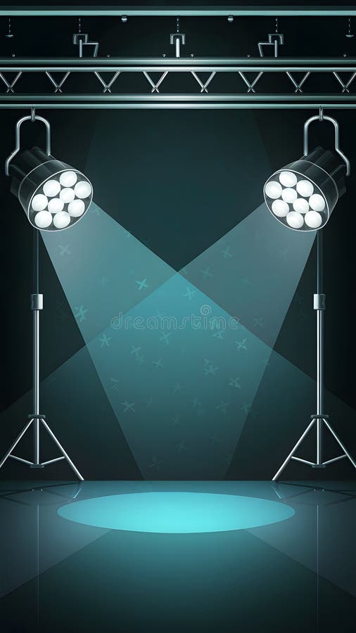 Dark Metallic Studio Background Illuminated by Spotlights in Vector ...