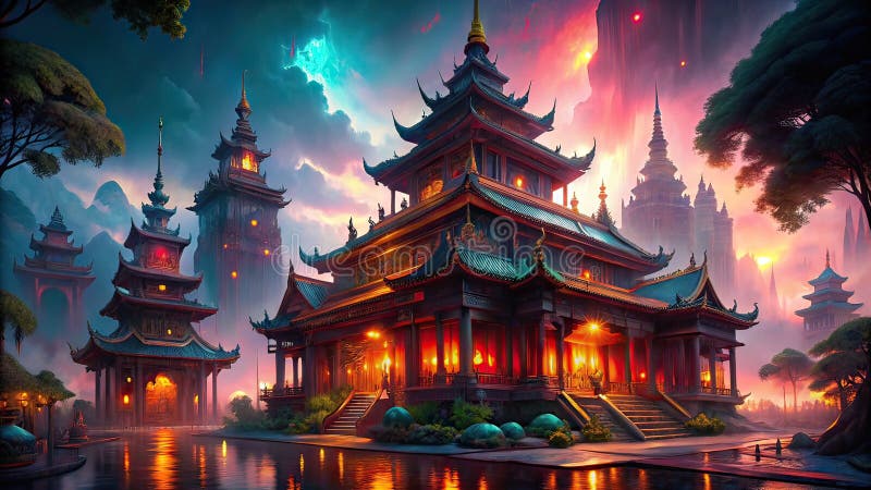 Dark Metropolis Temple a Futuristic Concept Visualization of a Majestic ...