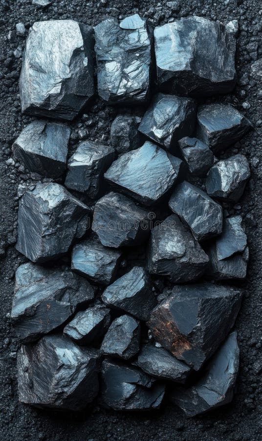 Dark Mineral Rocks Arranged on a Surface with Rough Texture Stock Image ...