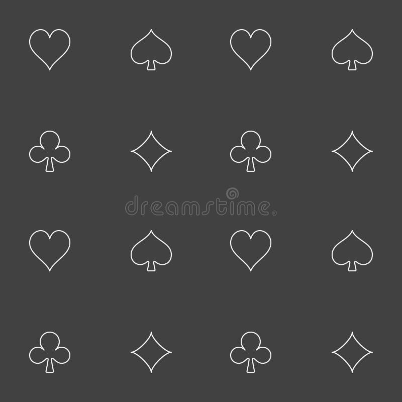 Thin Line Card Suits Pattern Stock Illustrations – 39 Thin Line Card ...