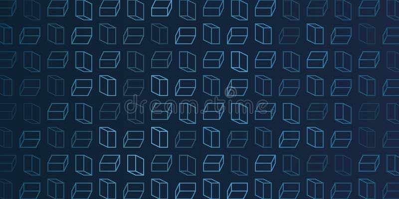 Dark Minimalist Modern Style 3D Lit Transparent Rectangular Cuboids ...