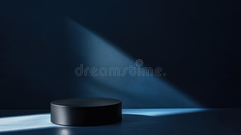 Dark Minimalist Podium with Dramatic Lighting in a Studio Setting Stock ...
