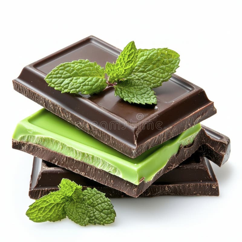 Dark and Mint Chocolate Bars with Fresh Mint Leaves Stock Illustration ...